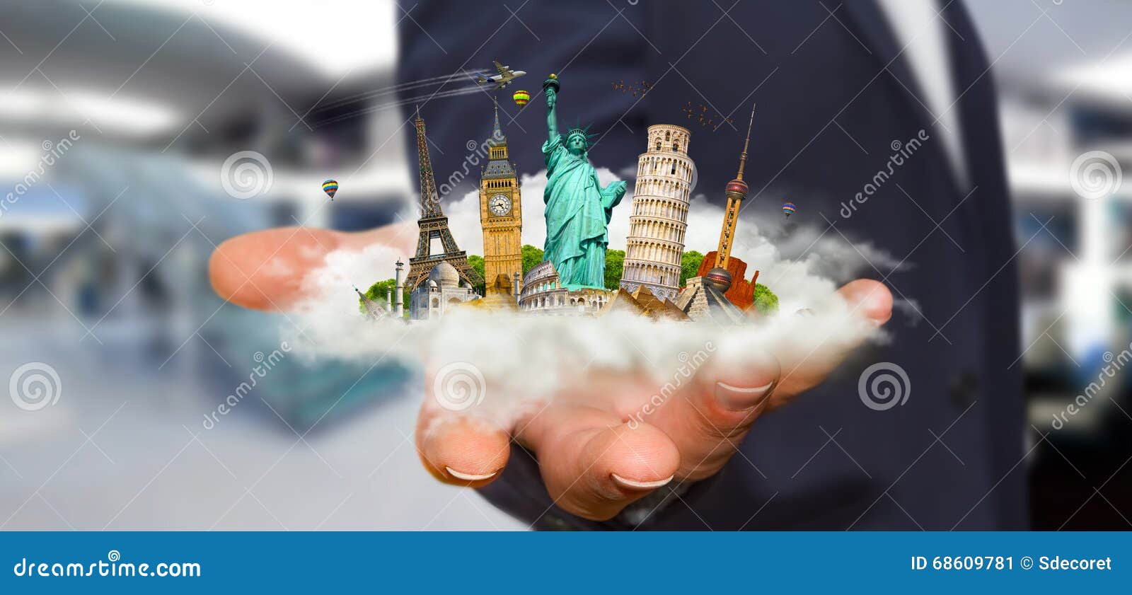 Man travelling the world stock illustration. Illustration of place ...