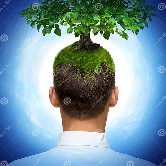 Man with tree stock illustration. Illustration of grow - 10846008