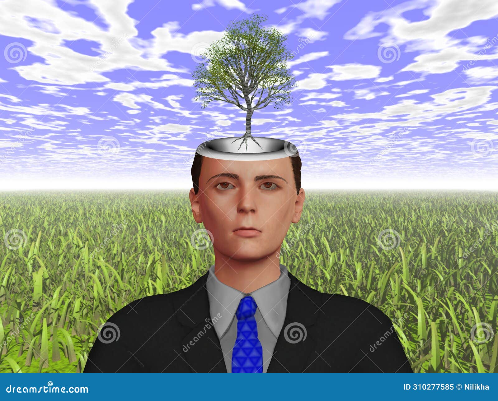 Man Who Thinks About A Tree Stock Illustration Illustration Of Concept Tree 310277585