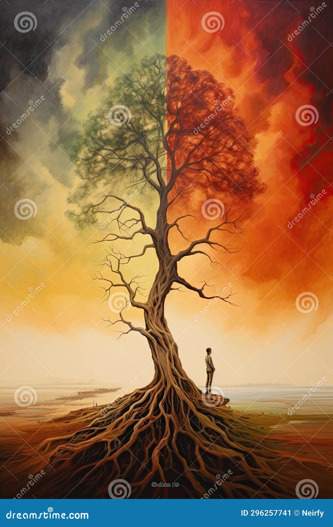 Man and tree stock illustration. Illustration of summer - 296257741