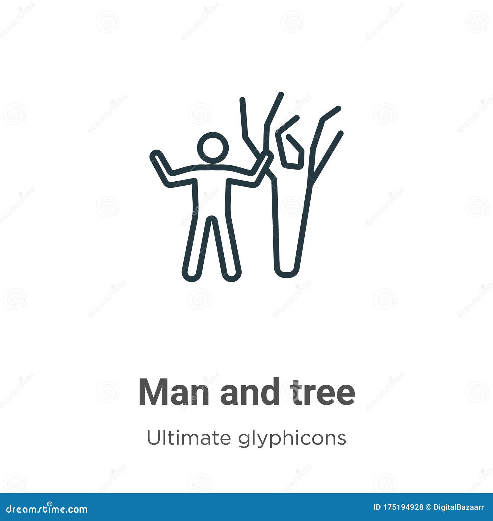 Man and Tree Outline Vector Icon. Thin Line Black Man and Tree Icon ...