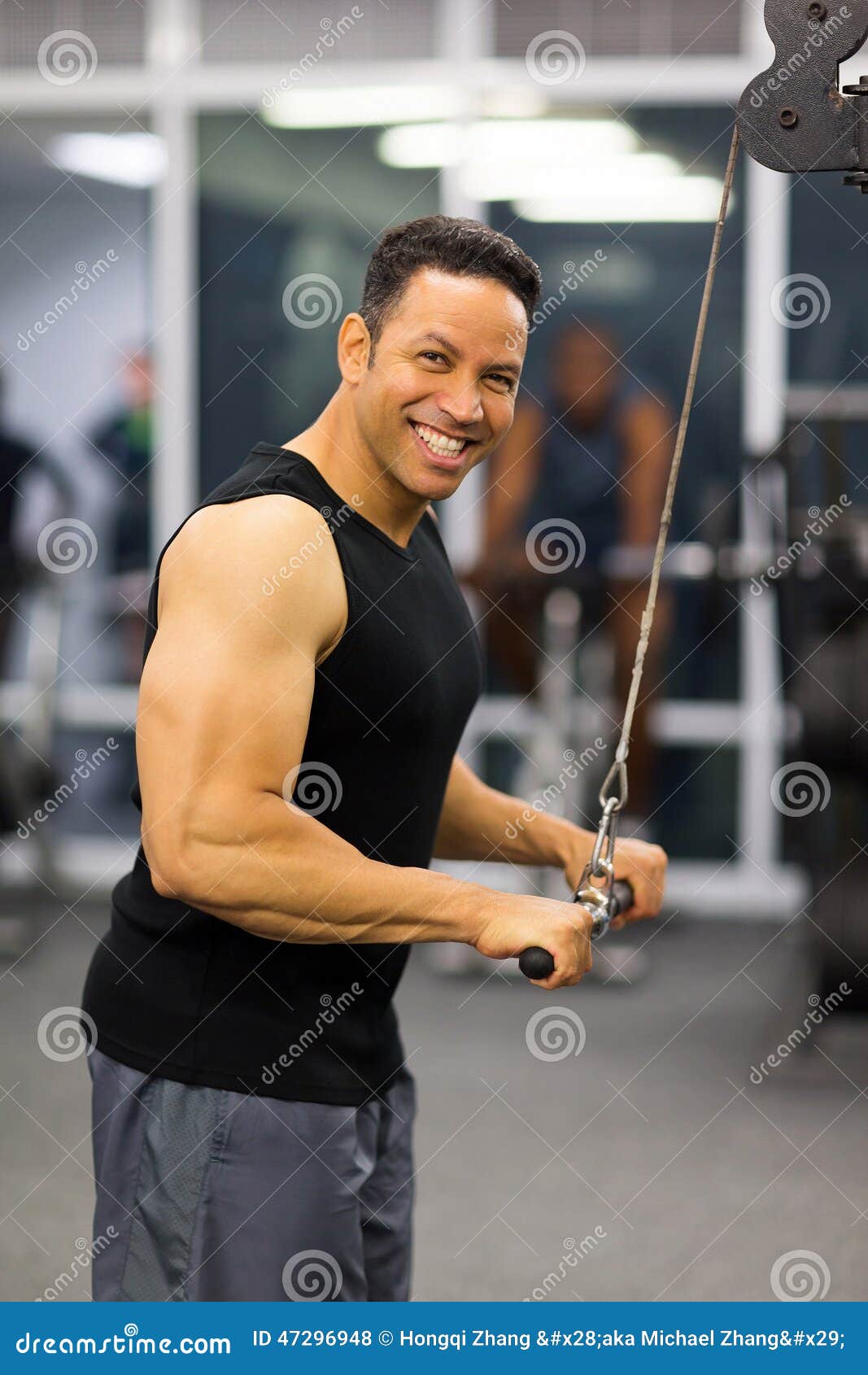 Man triceps pull down stock photo. Image of arms, active - 47296948