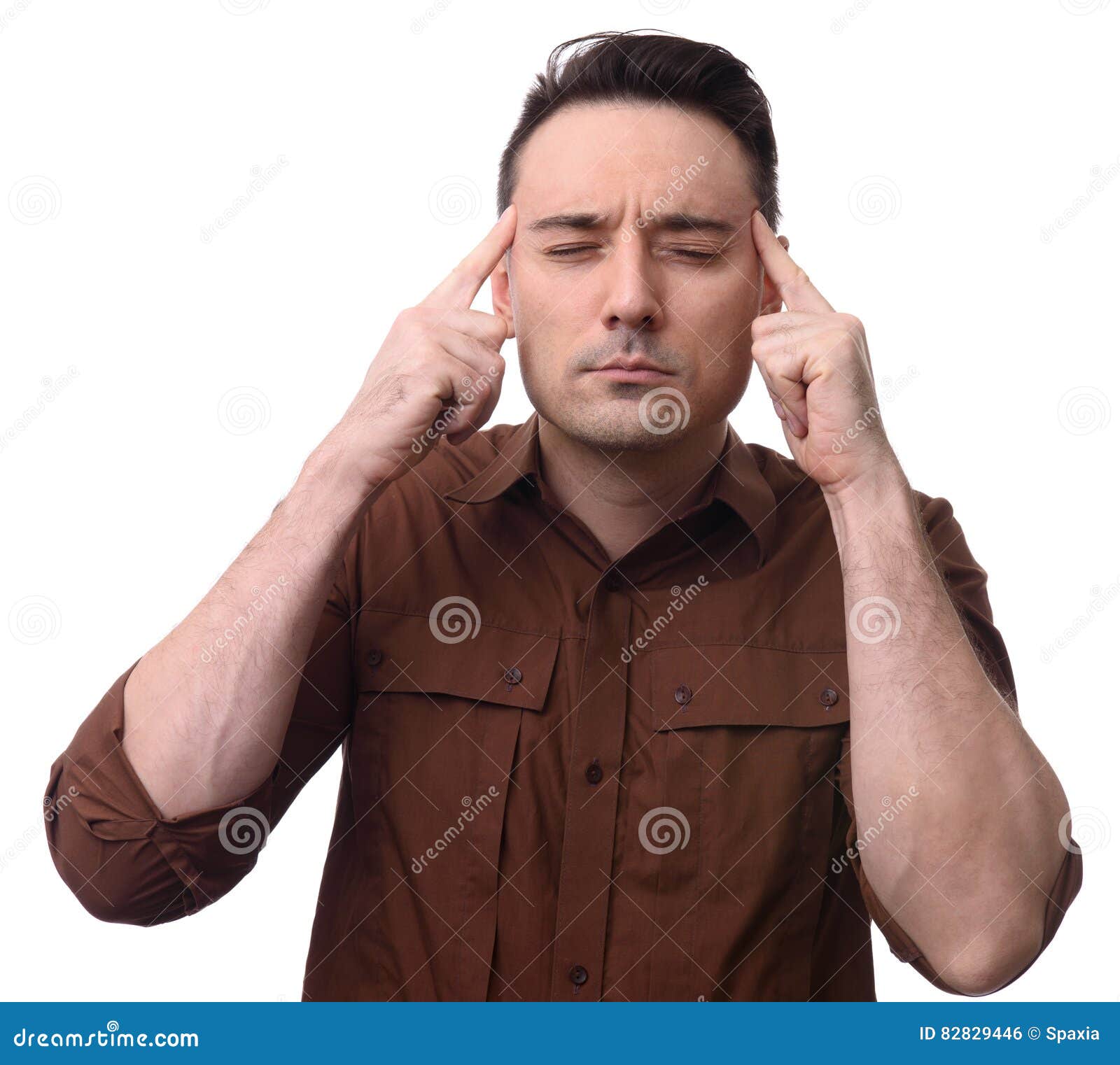 Man Tries To Focus on His Thoughts Stock Photo - Image of portrait ...
