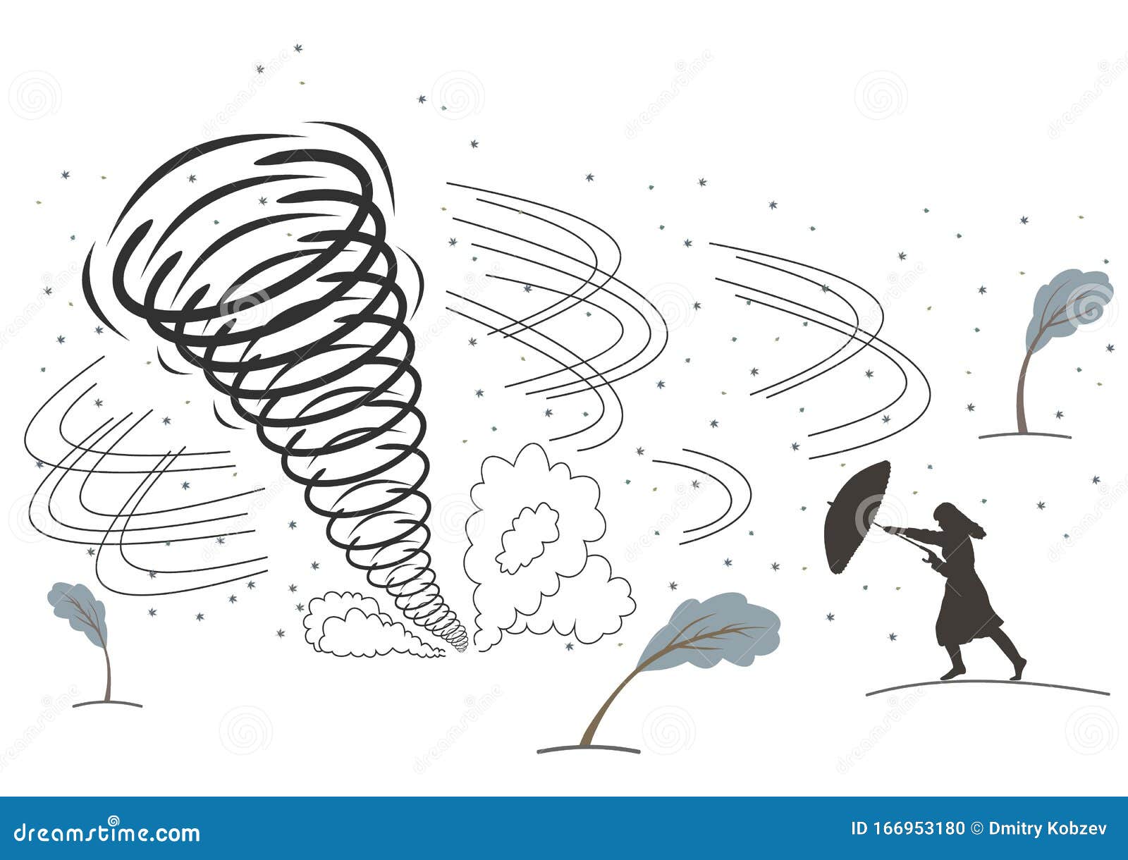 Man Tries To Protect Himself from the Raging Hurricane Stock Vector ...