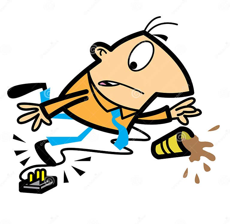 Man Tripping Over Electric Cable Stock Vector - Illustration of working ...
