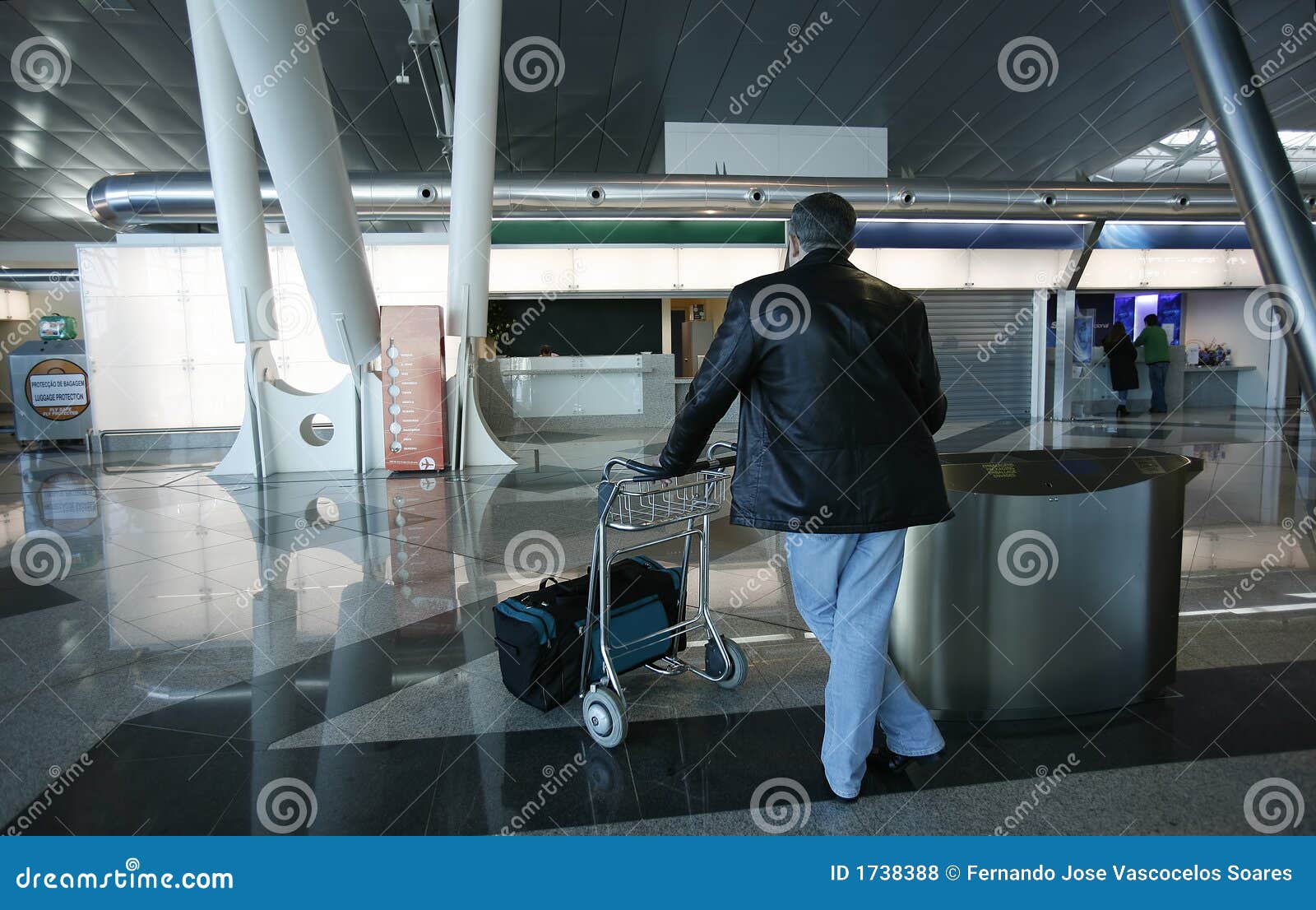 Man and trolley stock photo. Image of interior, perspective - 1738388