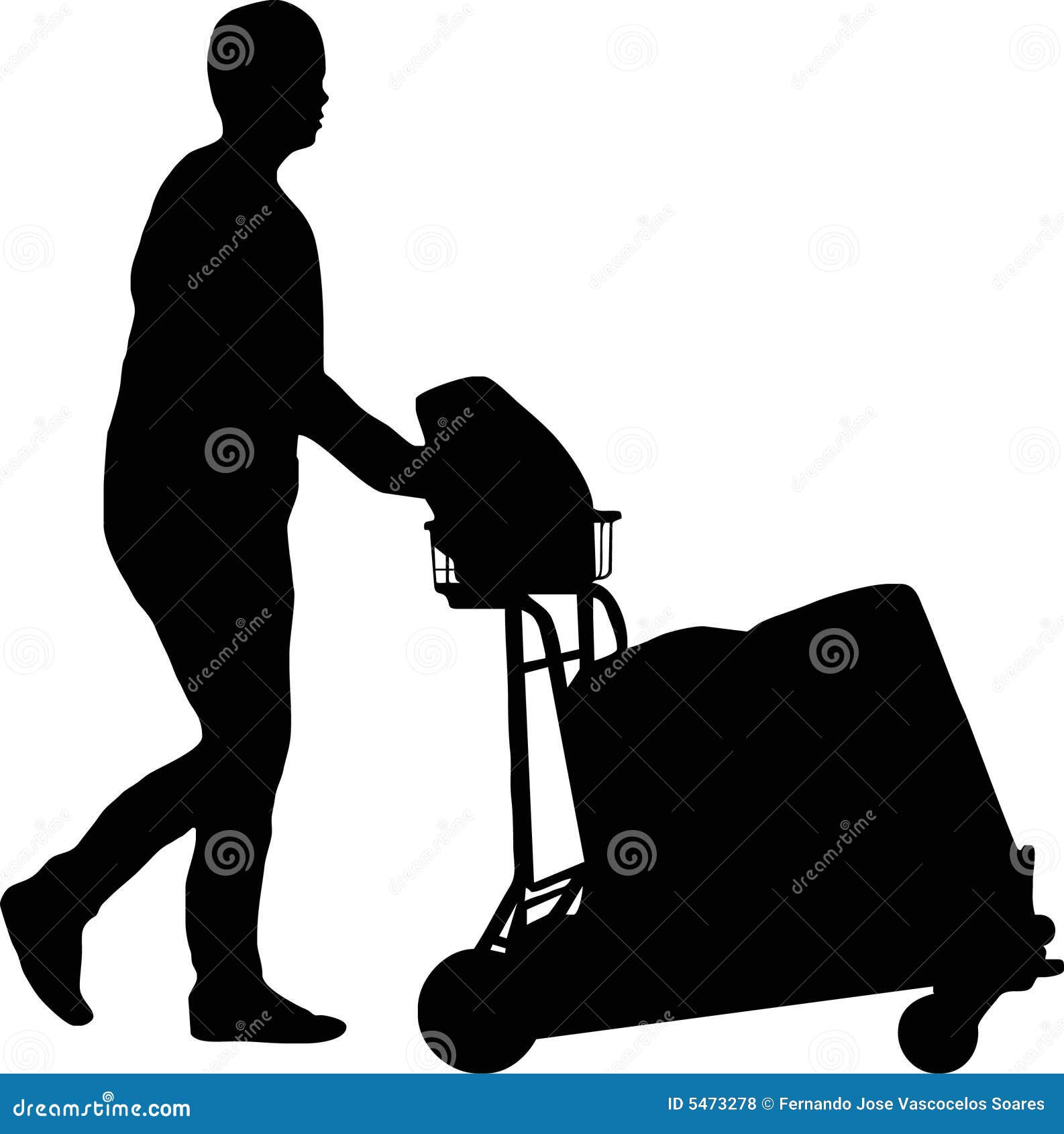 Man with trolley stock vector. Illustration of airport - 5473278