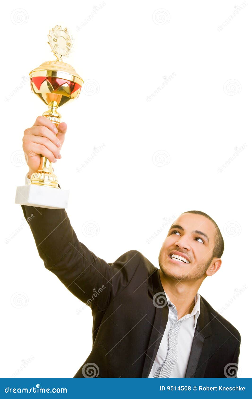 Man with trophy stock photo. Image of confidence, business - 9514508