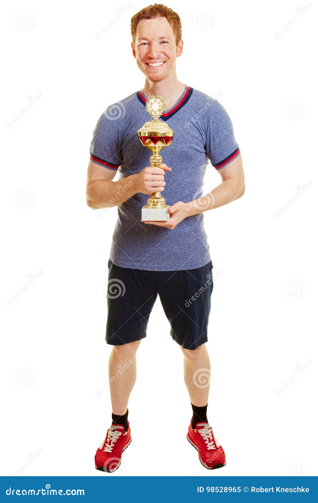 Man with a Trophy As a Winner Stock Image - Image of training, success ...