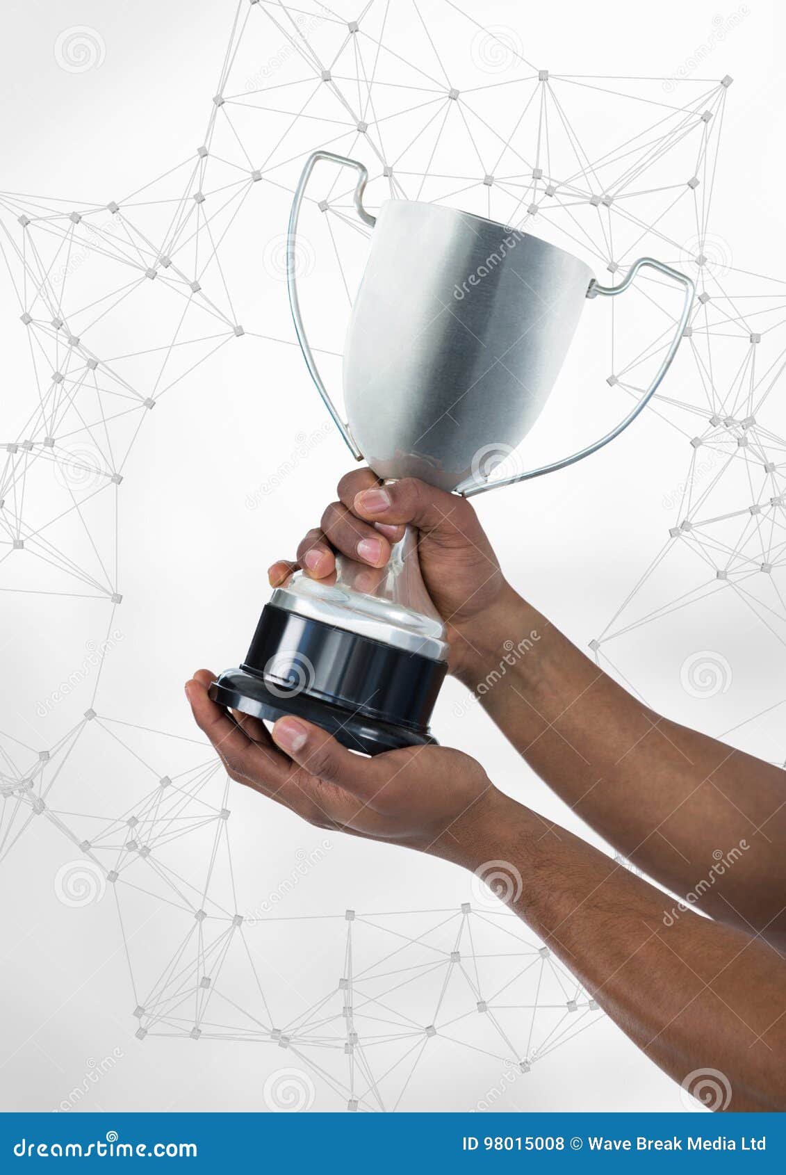 Man with a trophy on hands stock photo. Image of indoors - 98015008