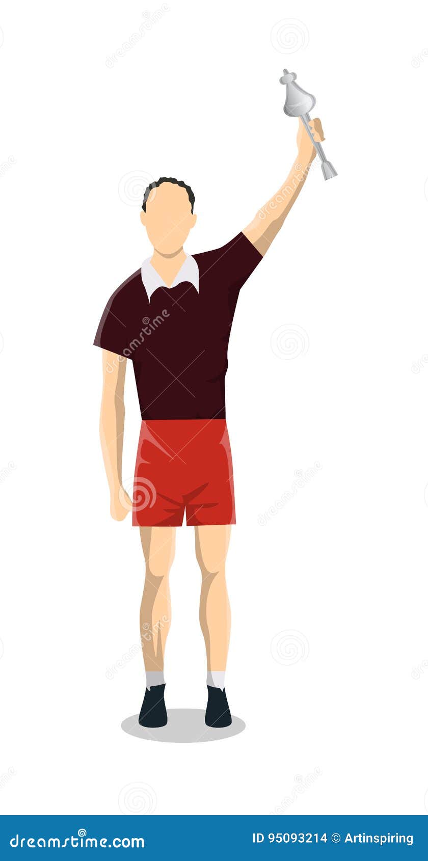 Man with trophy. stock vector. Illustration of background - 95093214