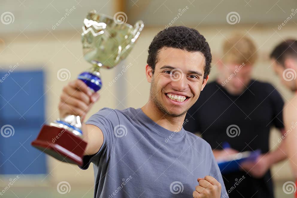Man with Trophy in Sport Competition Stock Image - Image of people ...