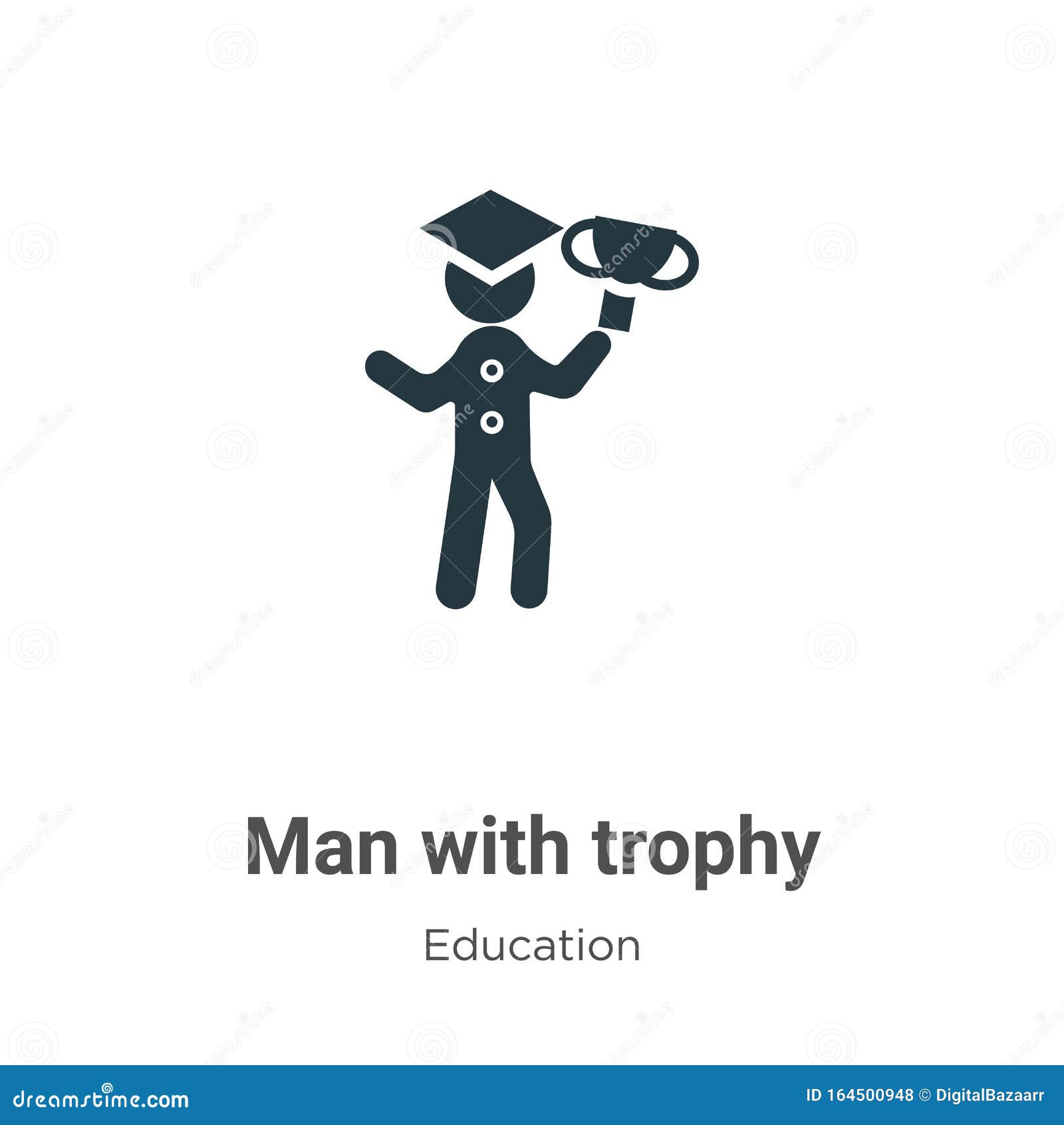Man with Trophy Vector Icon on White Background. Flat Vector Man with ...