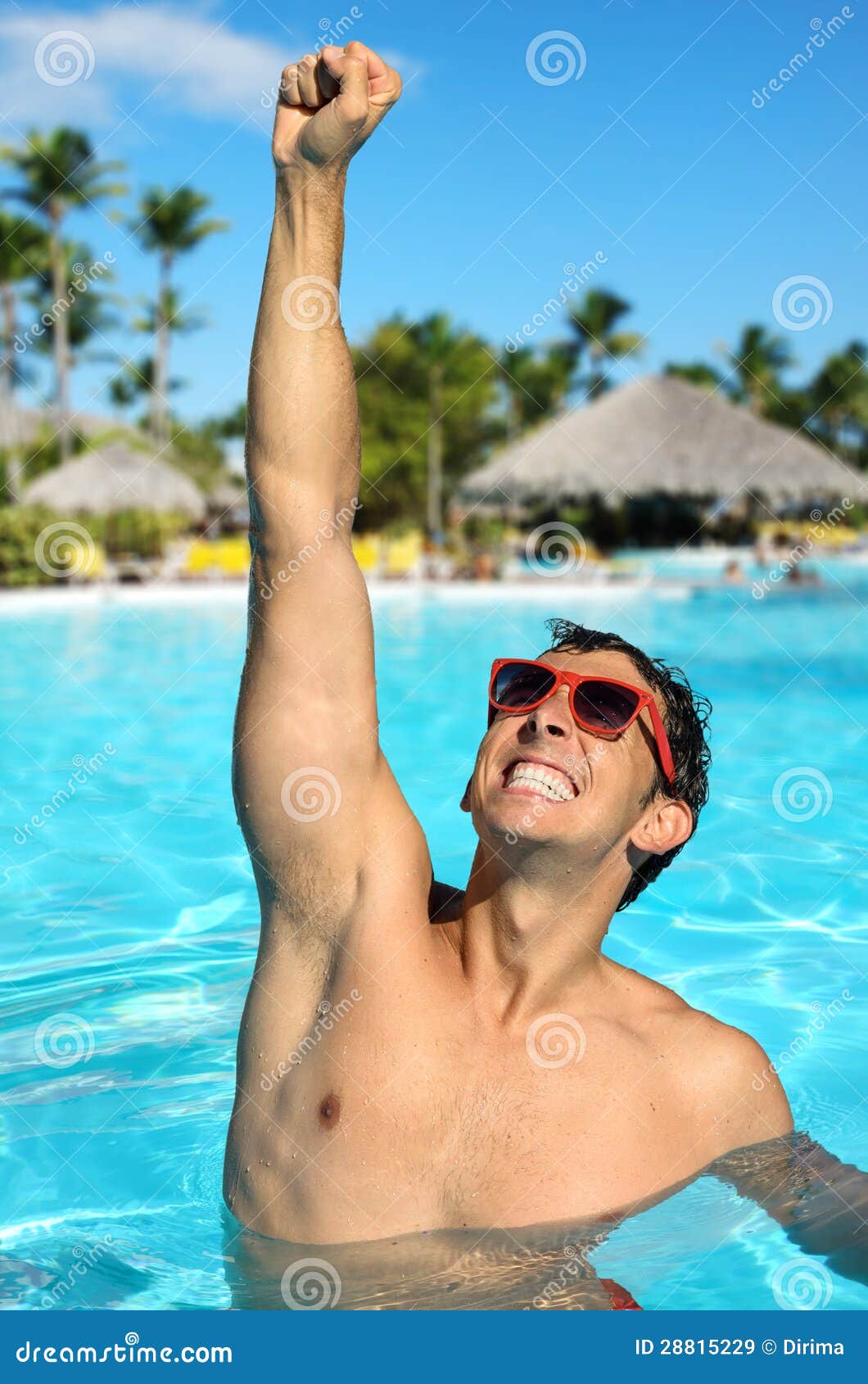 Man in Tropical Resort Pool Stock Image - Image of lifestyle, summer ...