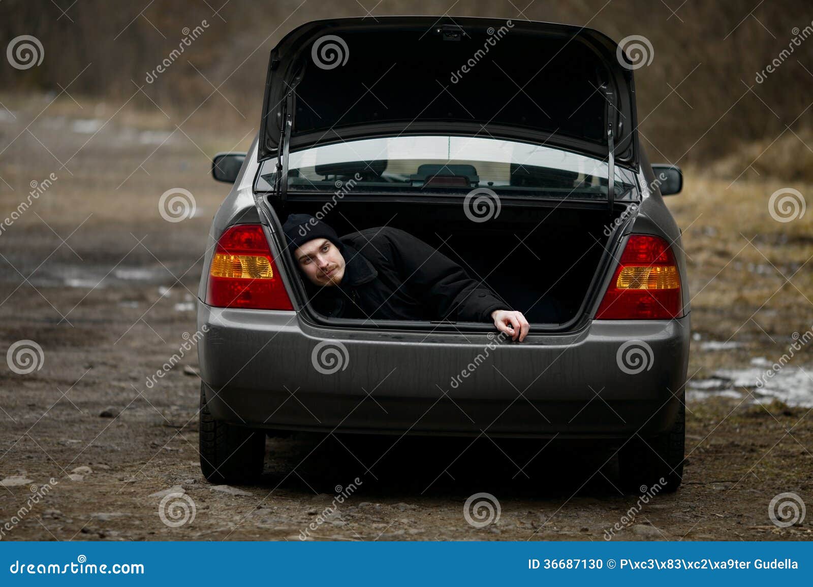 Man in the trunk stock photo. Image of criminal, dirtroad - 36687130