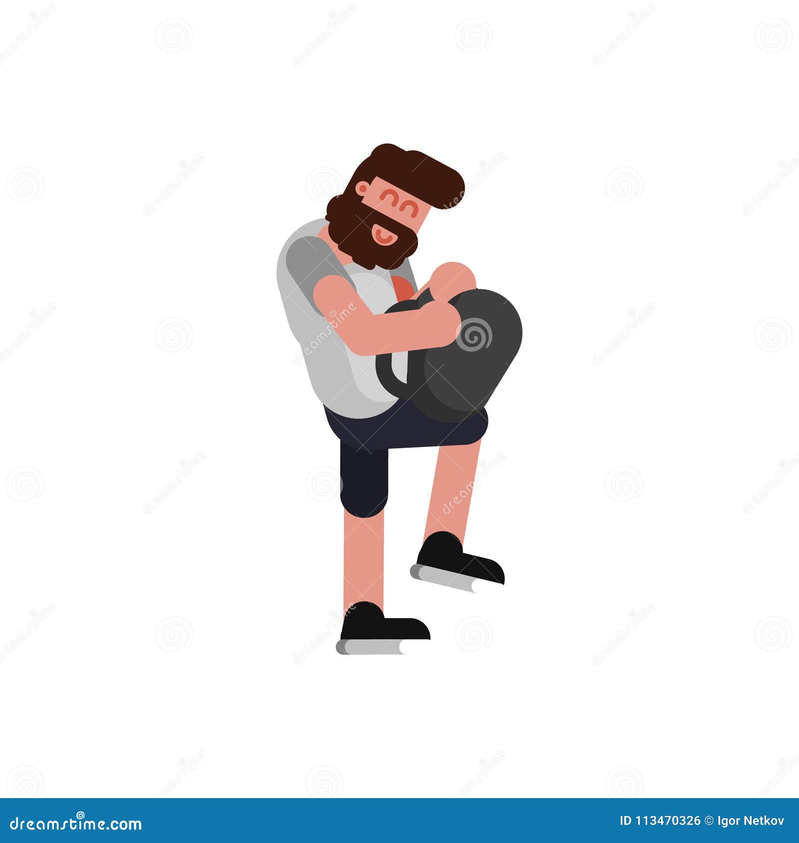 Man Try To Find Something in His Backpack Stock Vector - Illustration ...