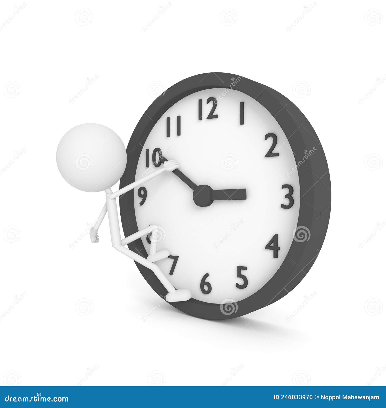 The Man Try To Stop the Time. 3D Rendering Stock Illustration ...