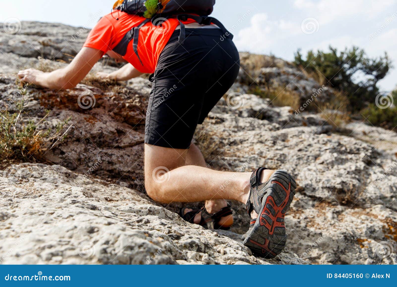 Man Trying Climb on Mountain Stock Photo - Image of hill, adventure ...