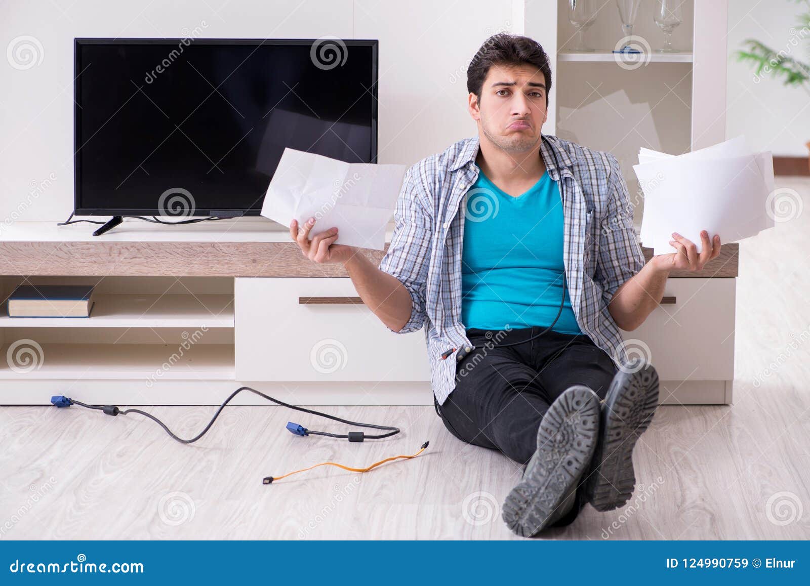 The Man Trying To Fix Broken Tv Stock Image - Image of digital ... The Man Trying To Fix Broken Tv Stock Image - Image of digital ...