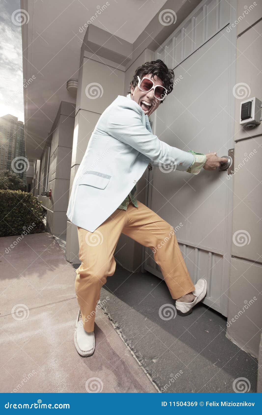 Man trying to get in stock image. Image of cool, stuck - 11504369