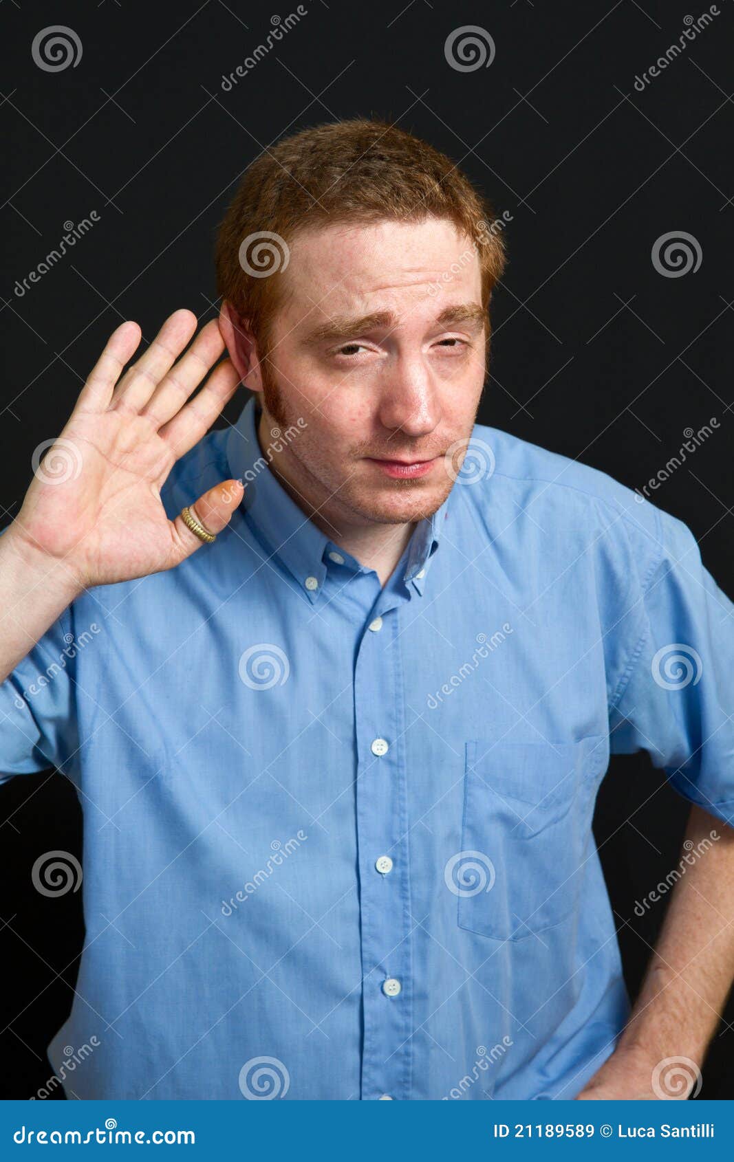 Man trying to hearing stock image. Image of louder, caucasian - 21189589
