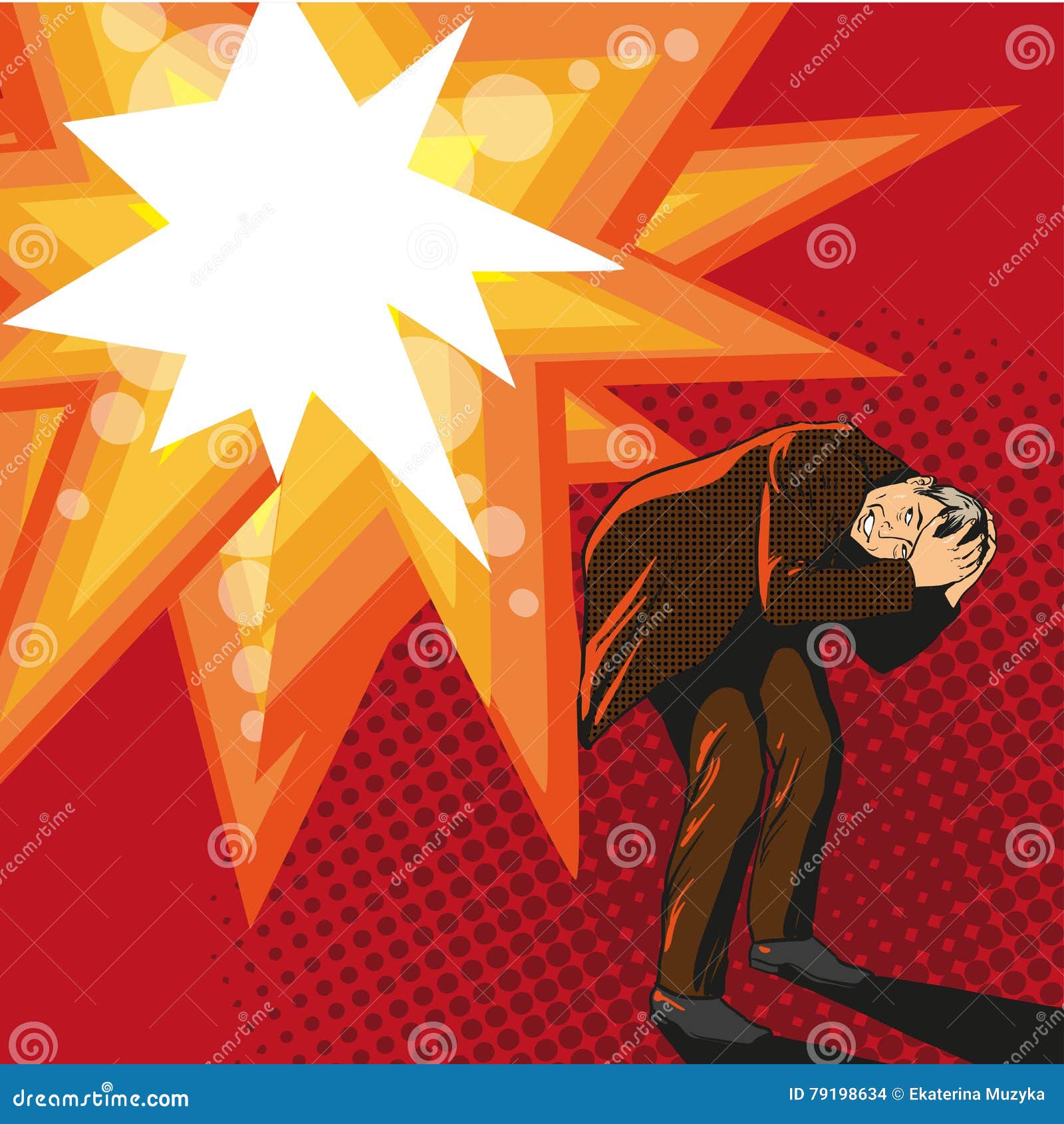 Man Trying To Hide from Explosion. Stock Vector - Illustration of ...