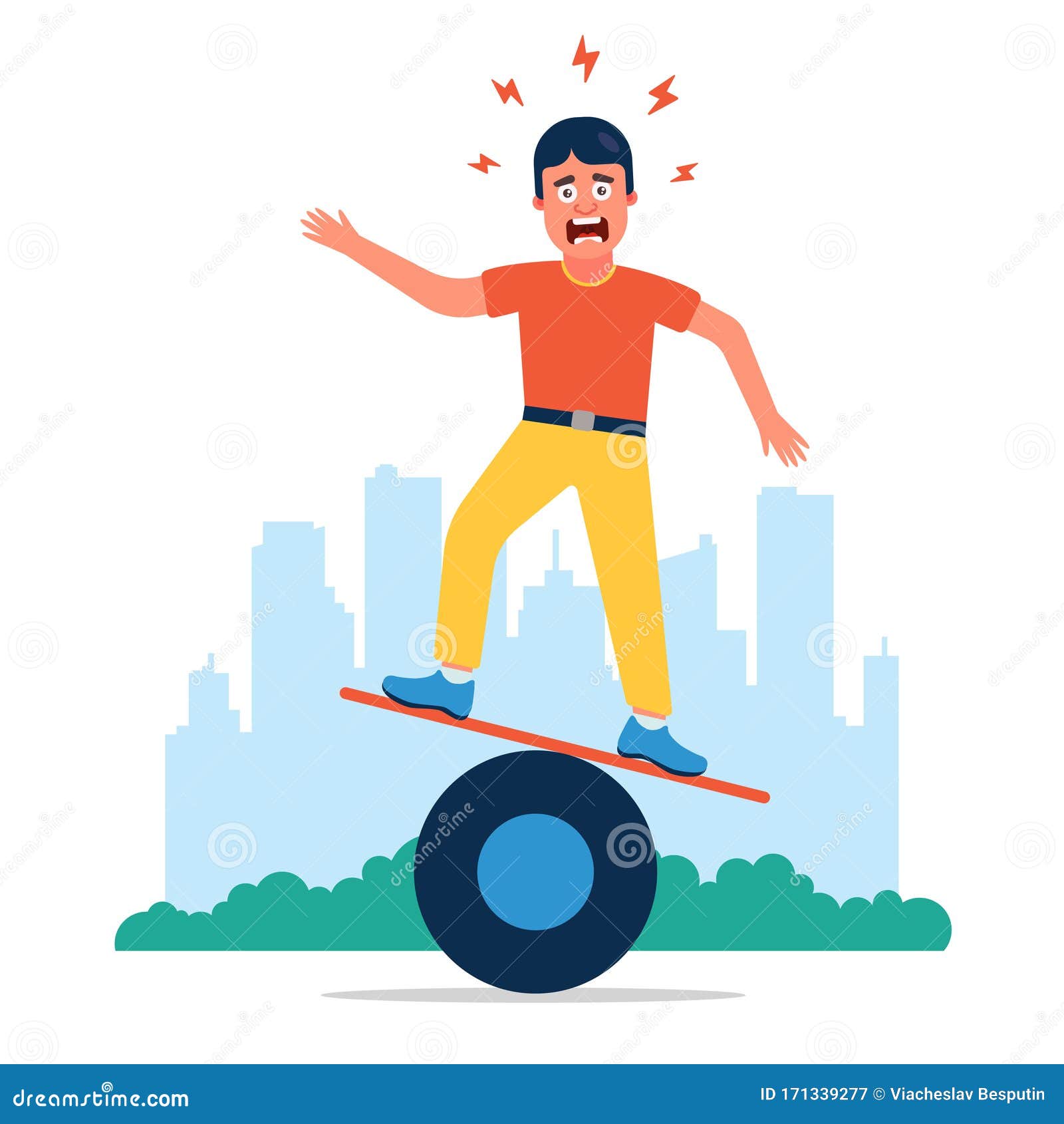 The Man is Trying To Keep His Balance, but Not Learning Well. Stock ...