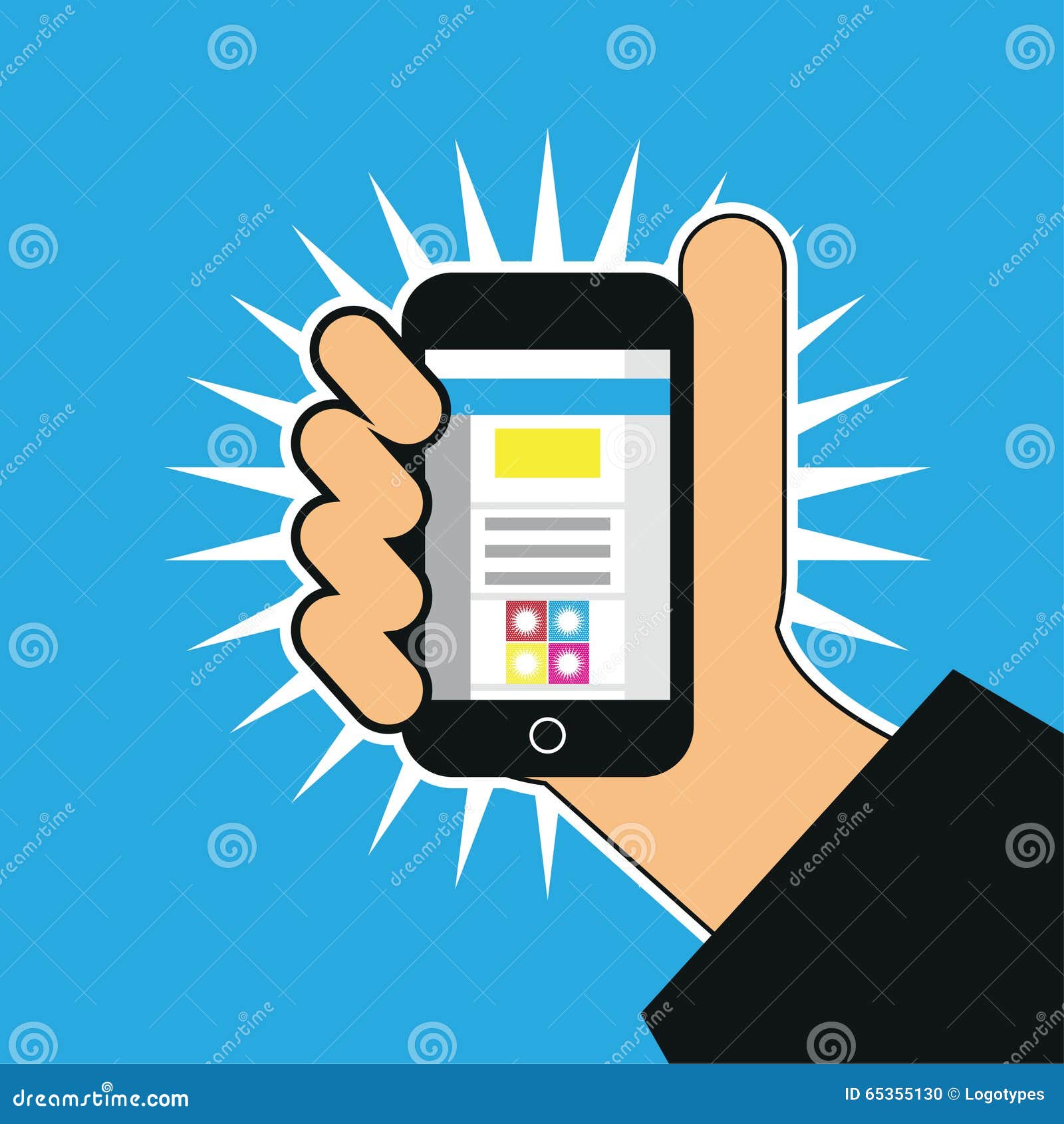 A Man Trying To Log in Application Using Phone Illustration Stock ...
