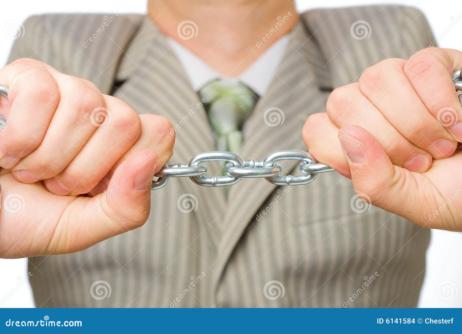 Man Trying To Rend The Chain Picture. Image: 6141584