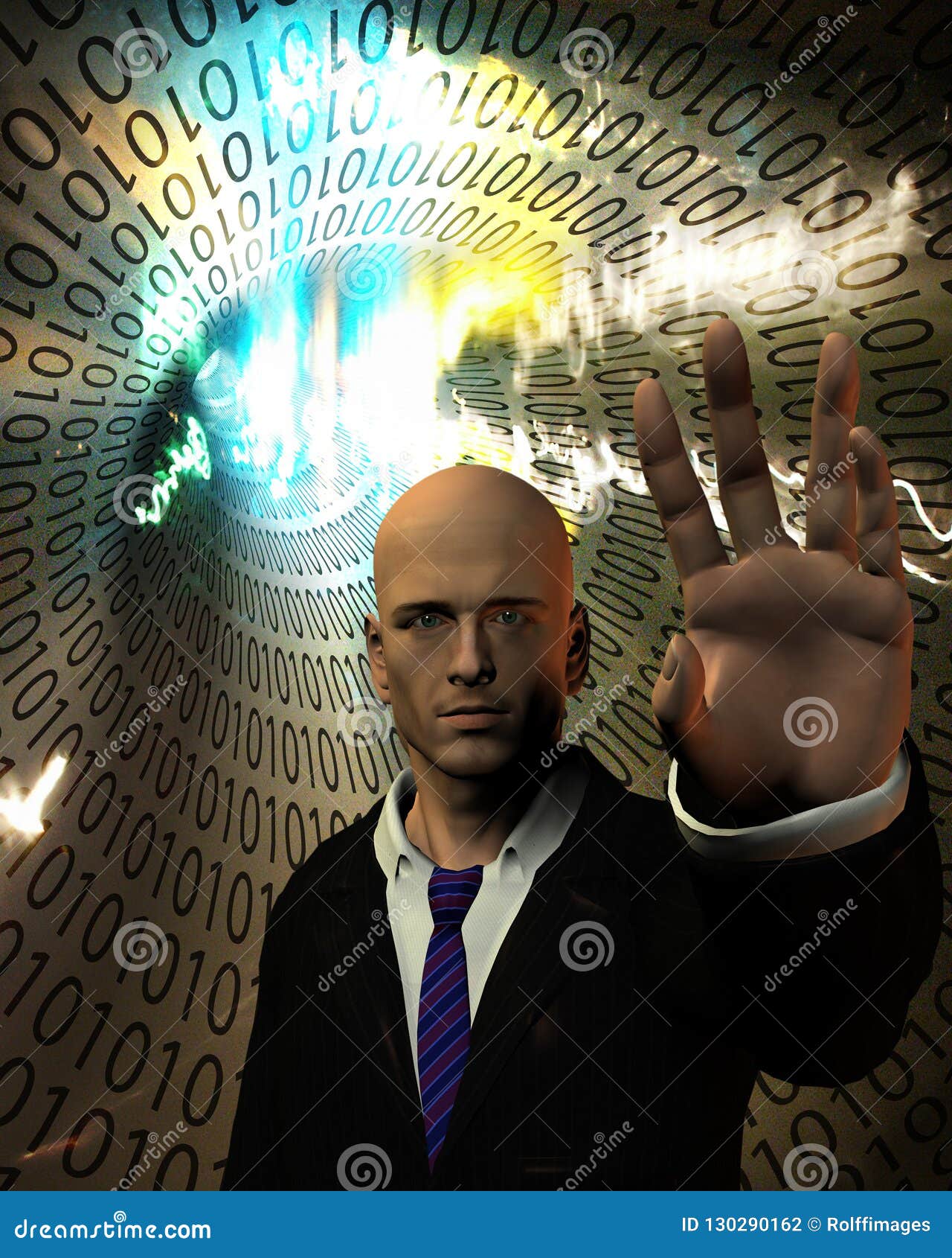 Man before Tunel of Binary Code Stock Illustration - Illustration of ...