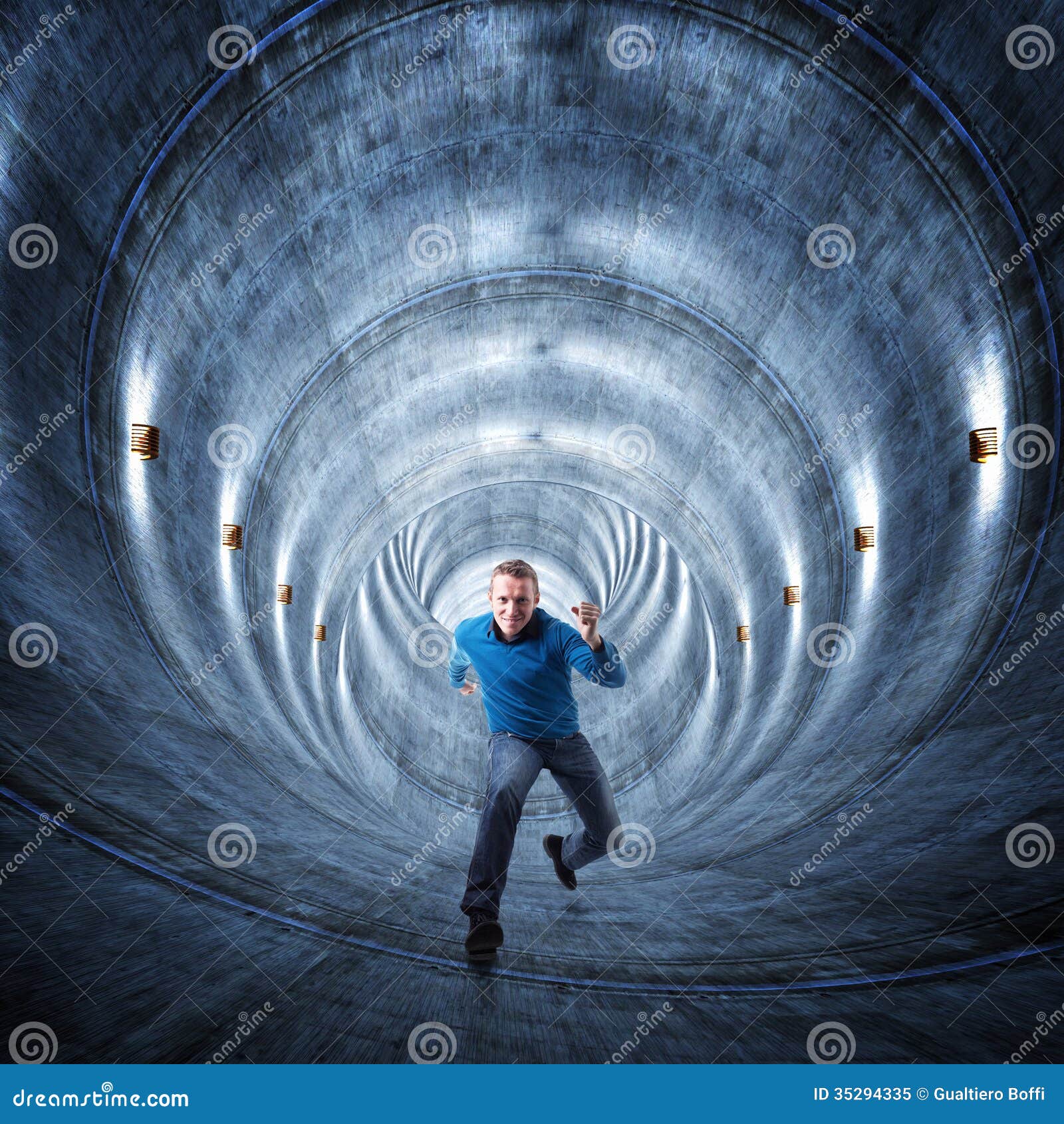 Man in tunnel stock image. Image of inside, building - 35294335