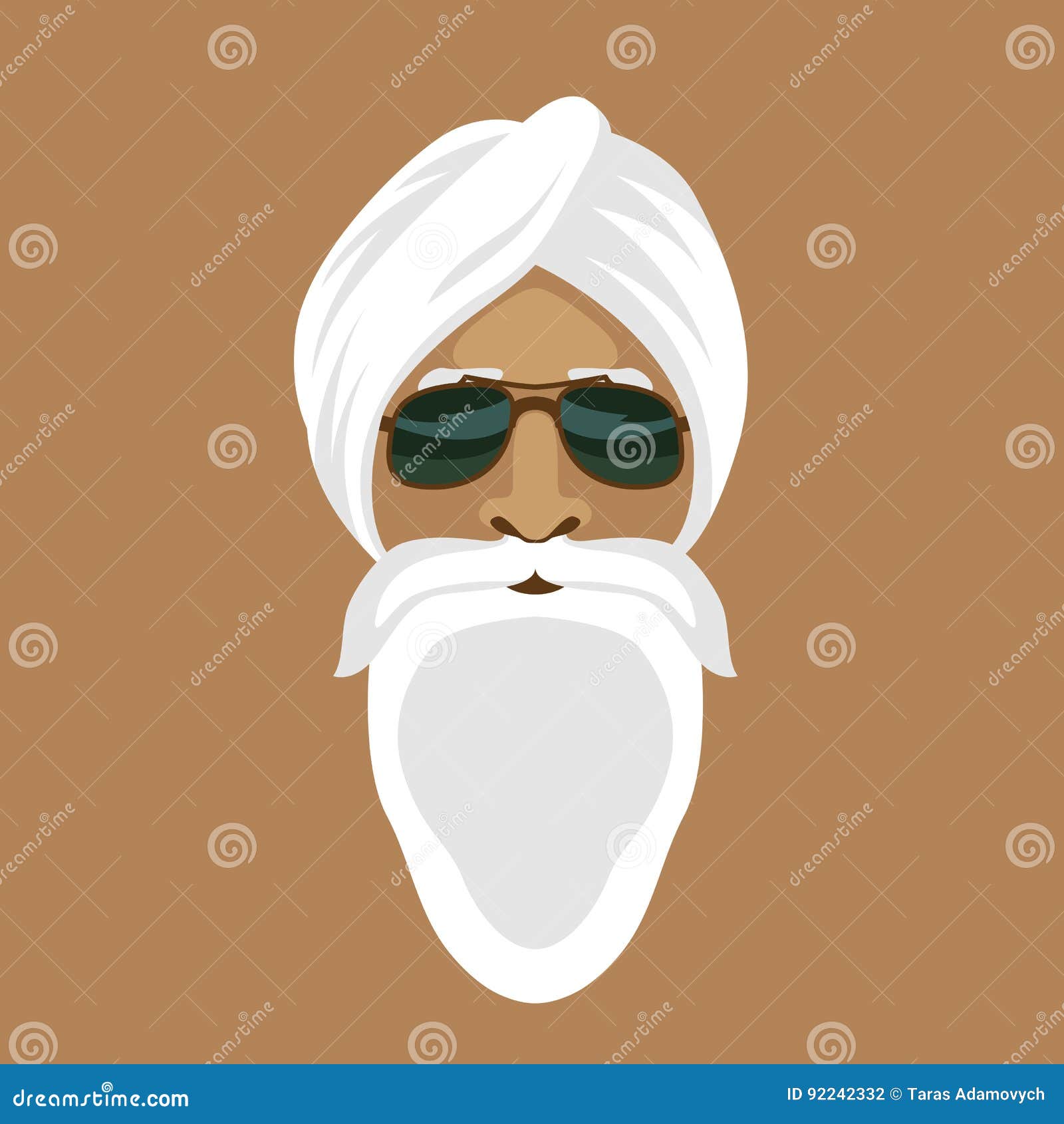 Man in a Turban Vector Illustration Flat Style Stock Vector ...