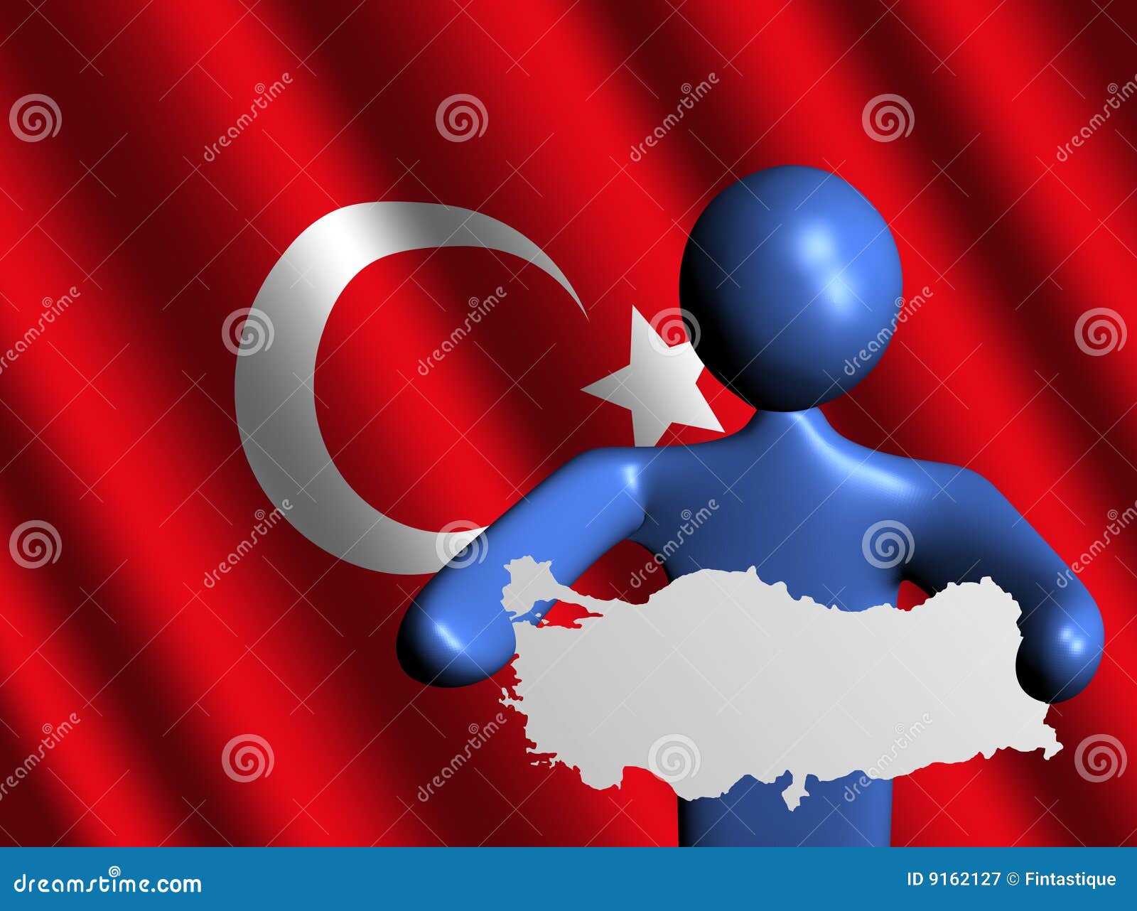 Man With Turkey Map Sign On Flag Stock Illustration | CartoonDealer.com ...
