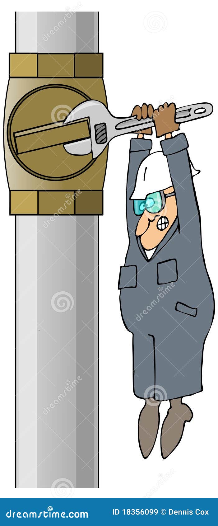 Man Turning Big Valve Royalty-Free Cartoon | CartoonDealer.com #18356099