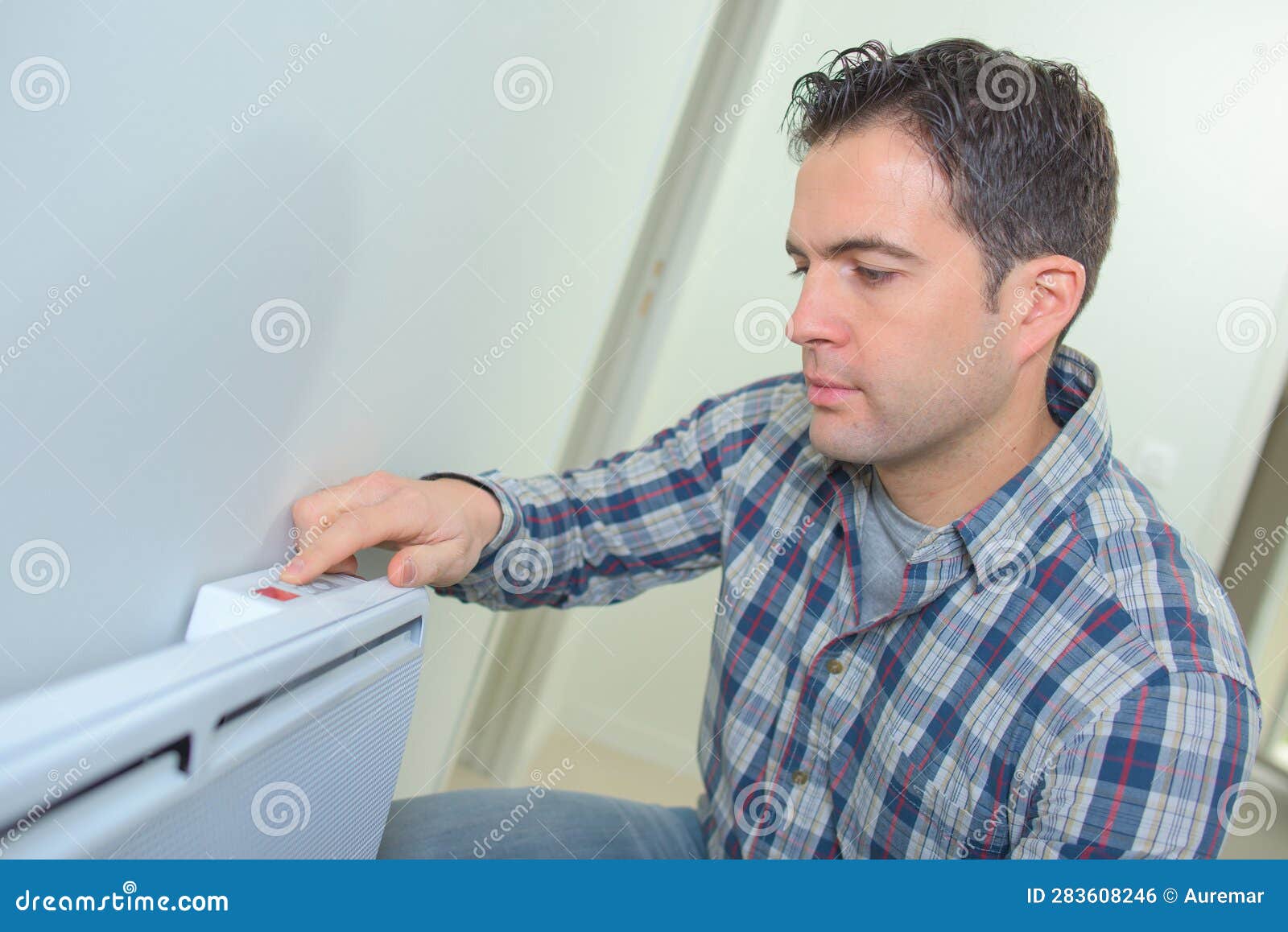 Man turning on fuse box stock photo. Image of safe, circuits - 283608246
