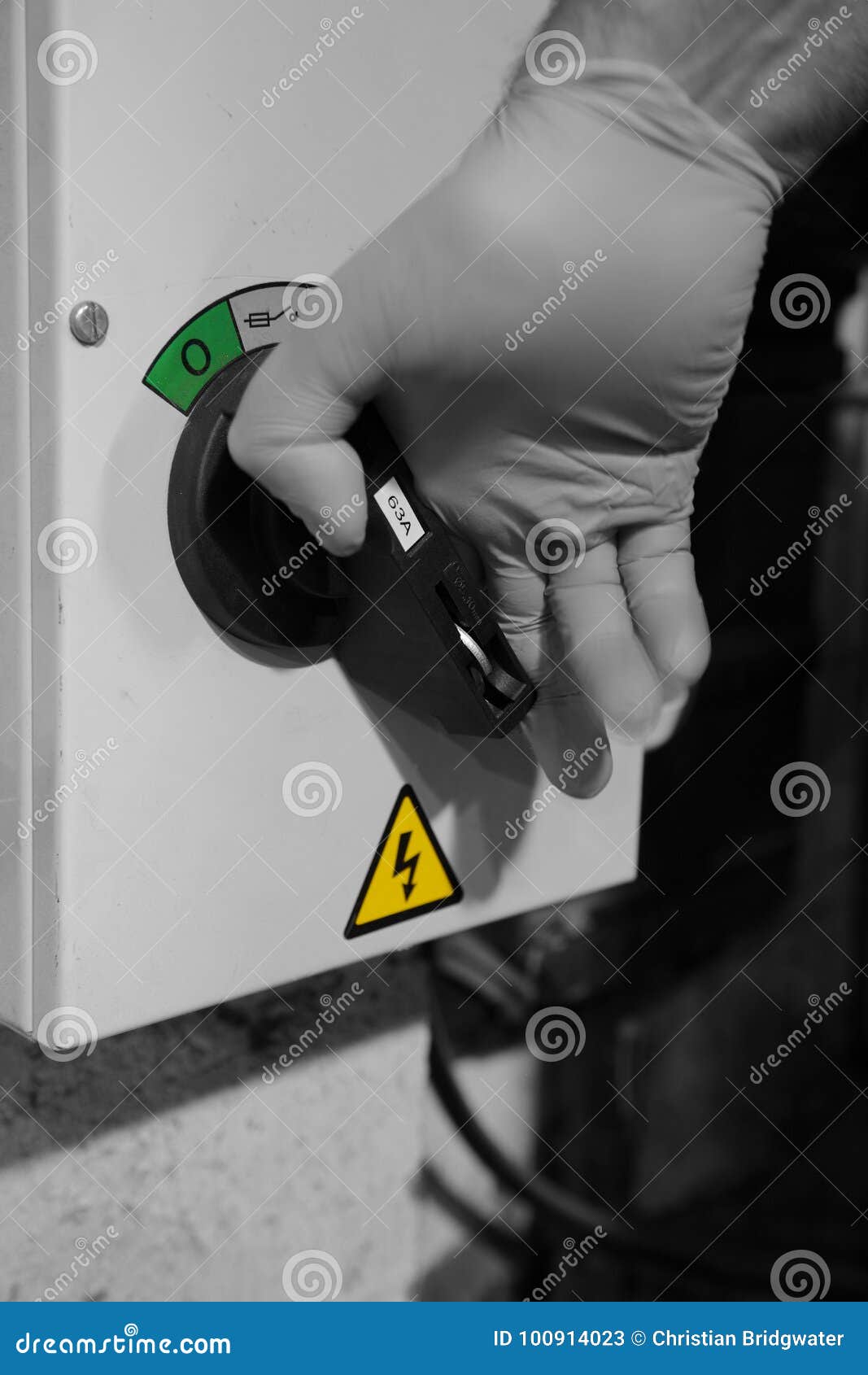 Man Turning an Industrial Switch Stock Image - Image of supply, factory ...