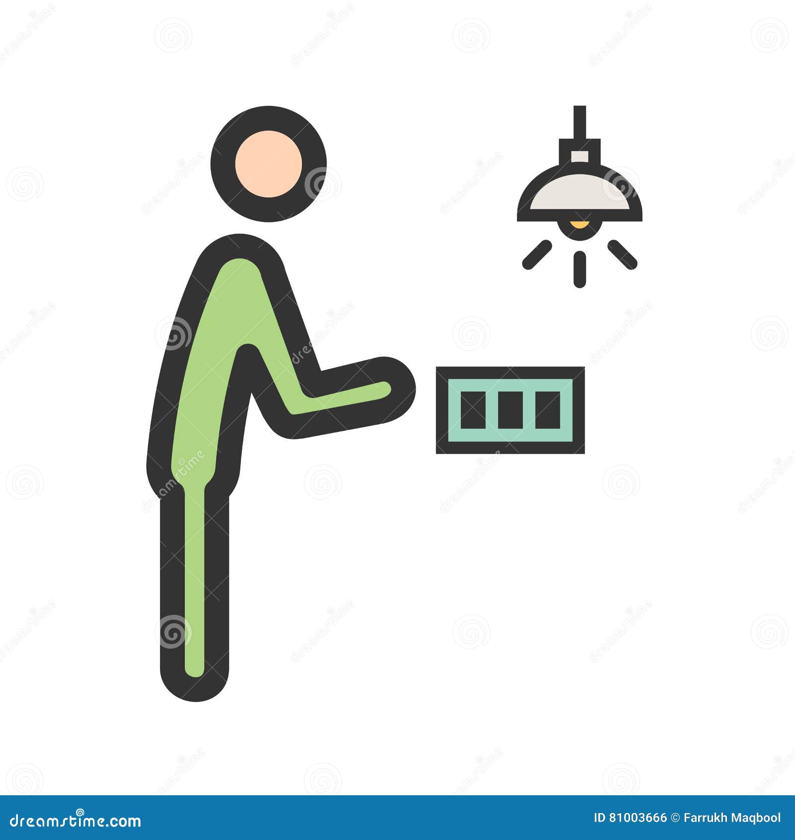 Man Turning Light on stock vector. Illustration of power - 81003666