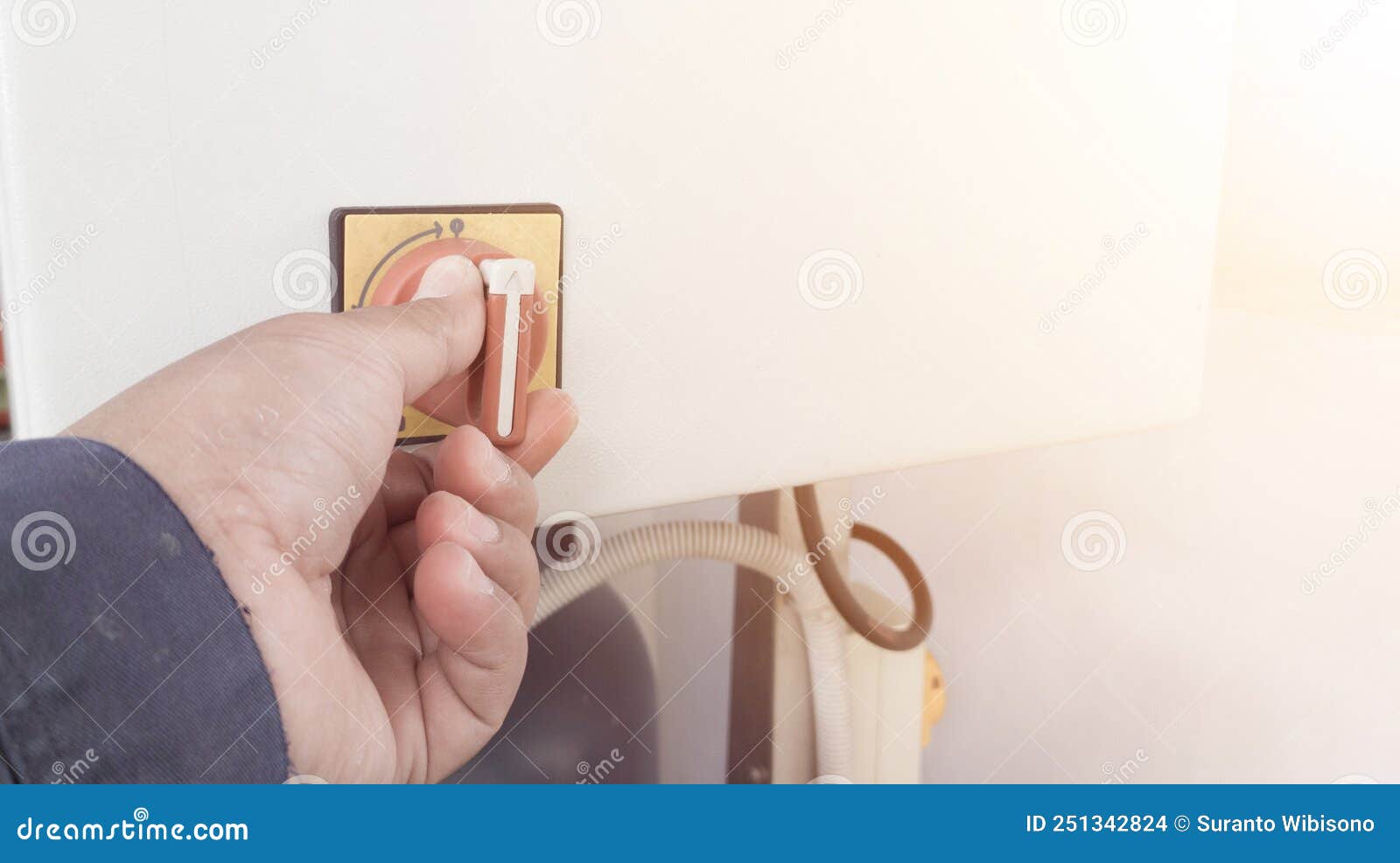 The Man Turning on Main Switch on Panel Control,rotary Switch Stock ...
