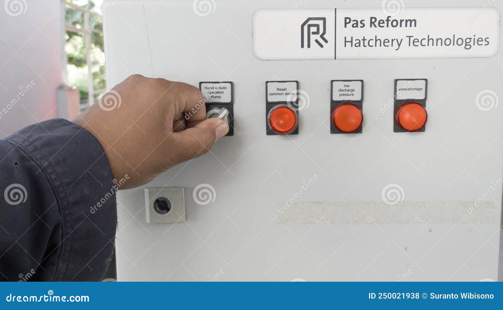 The Man Turning on Main Switch on Panel Control. Stock Photo - Image of ...