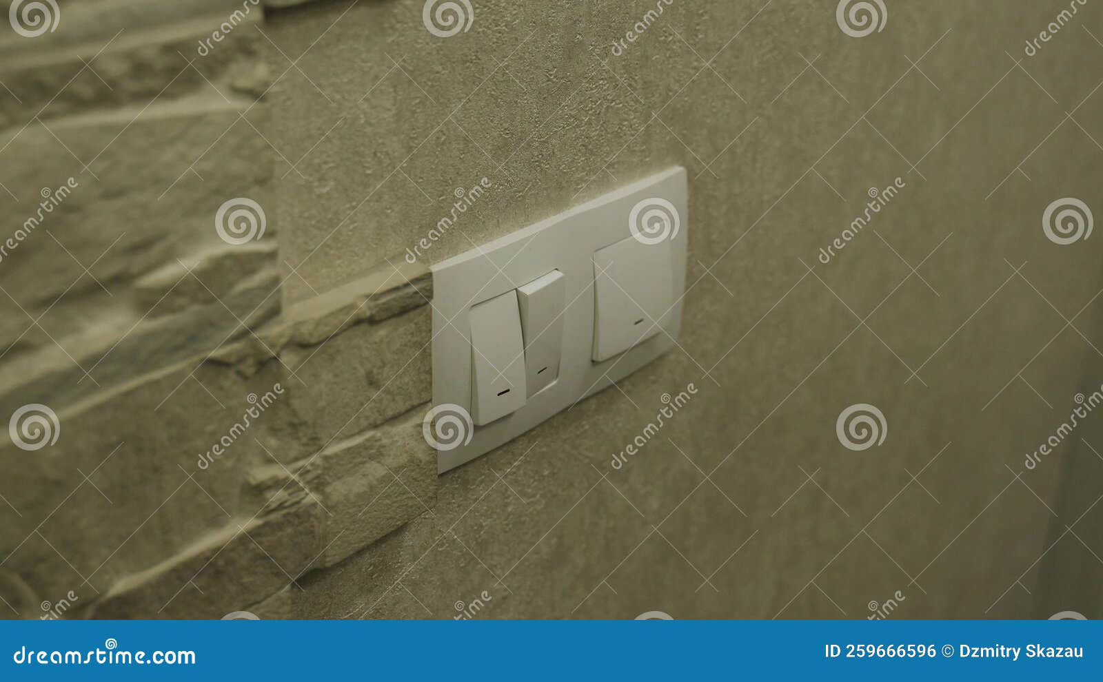 The Man Turns Off the Light - Presses the Button on the Wall. Stock ...