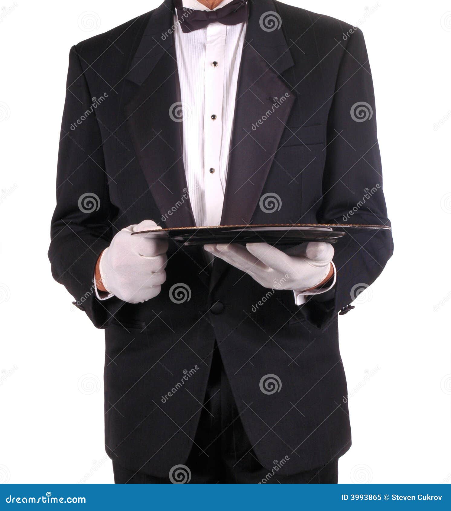 Man in Tuxedo Holding Serving Tray Stock Image - Image of person ...