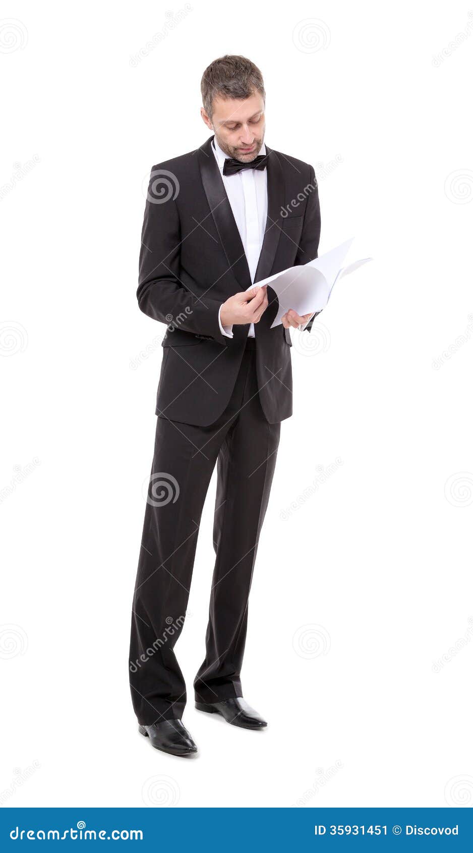 Man in a Tuxedo Reading the Document Stock Image - Image of tuxedo ...