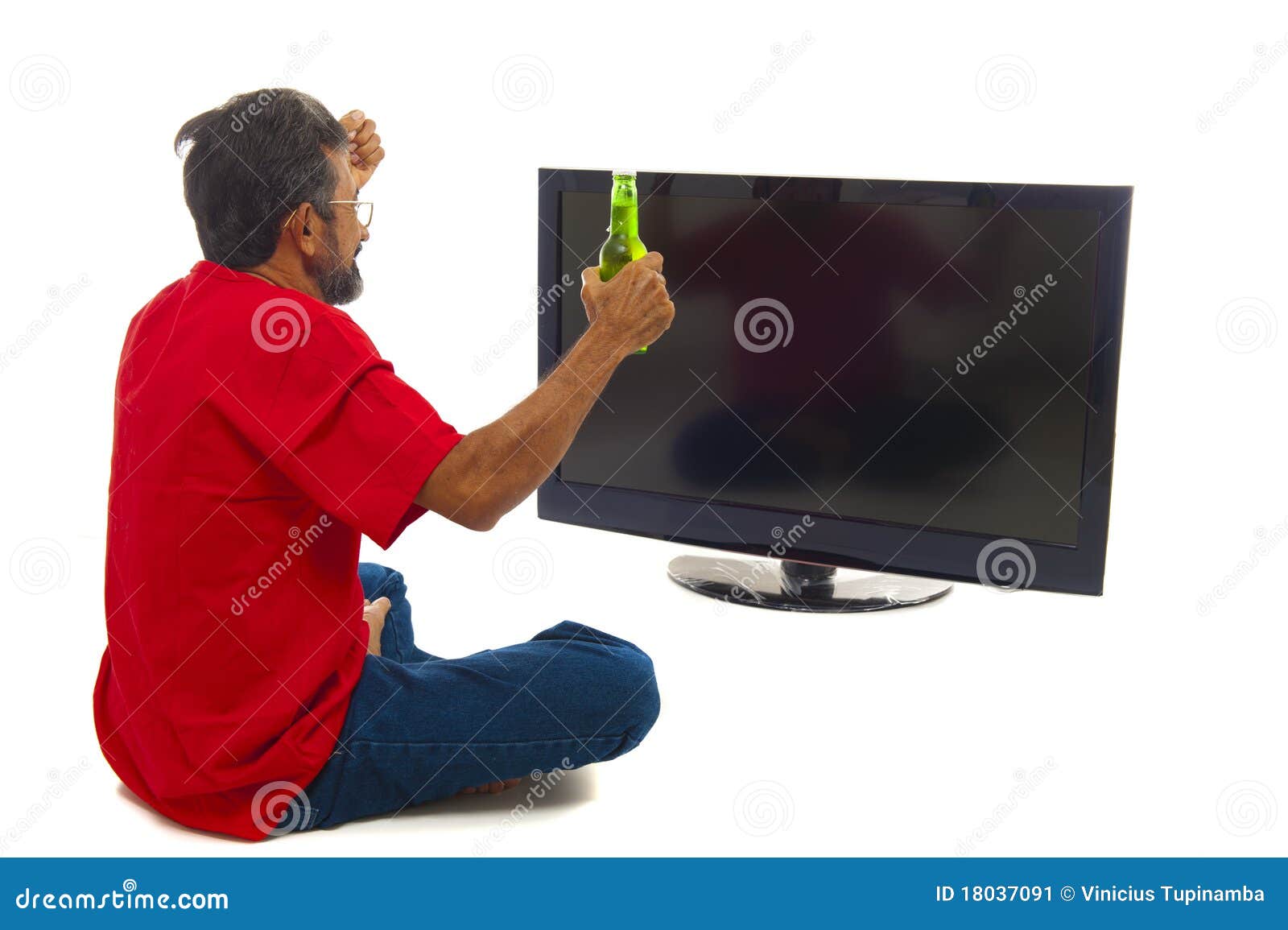 Man and TV stock image. Image of scream, looking, success - 18037091