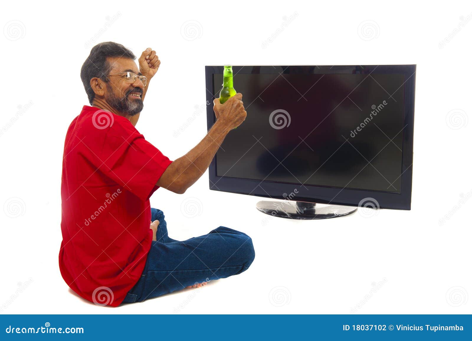 Man and TV stock photo. Image of entertainment, young - 18037102