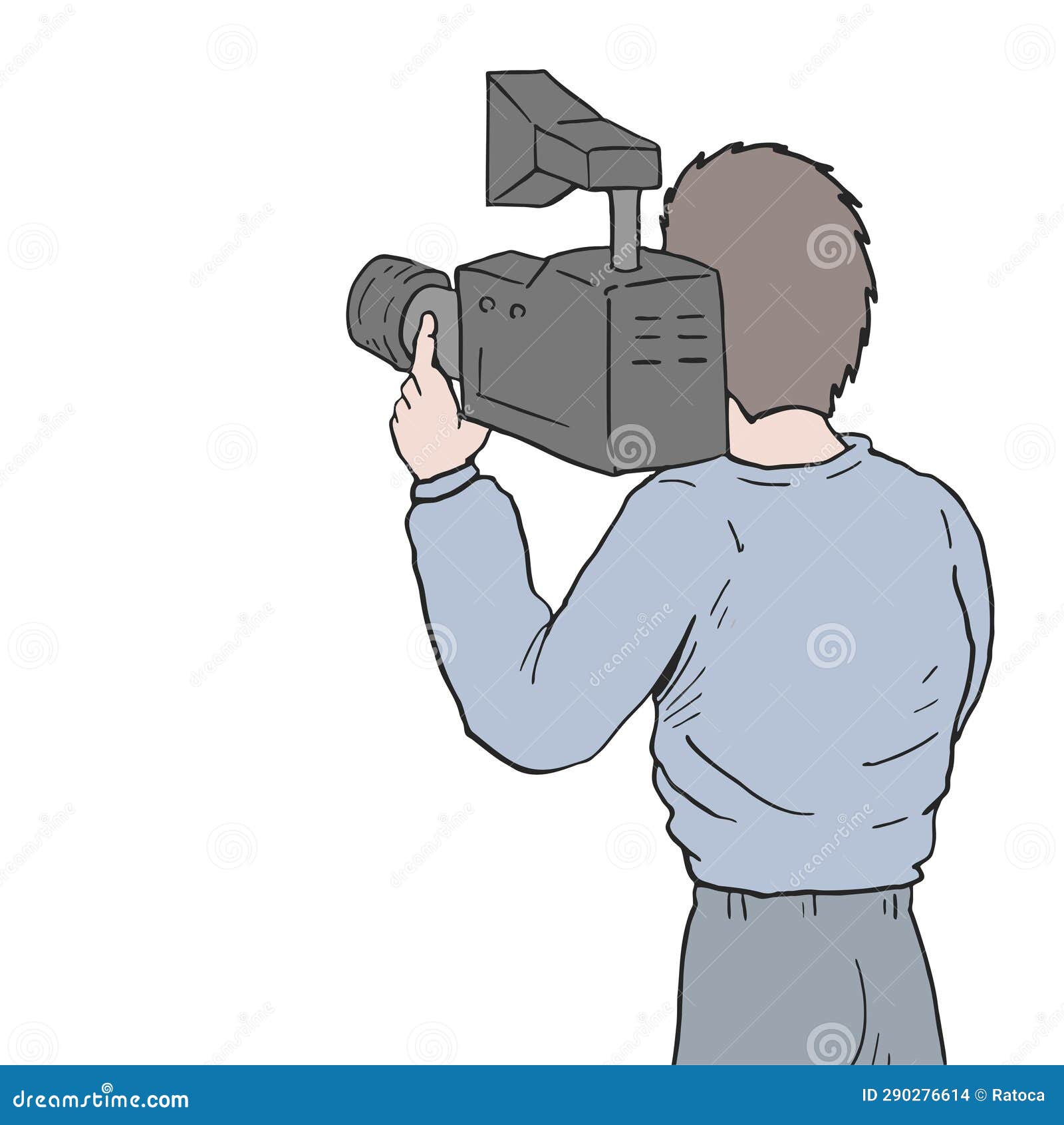 Man with tv cam draw stock vector. Illustration of camera - 290276614