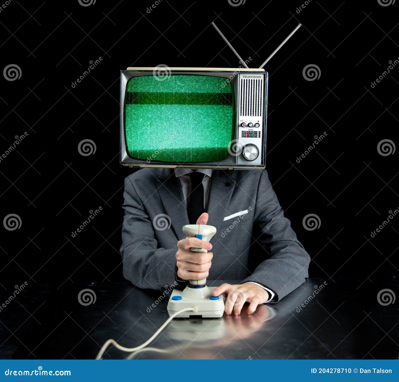 Man with TV on Head Playing Video Games Stock Photo - Image of business ...