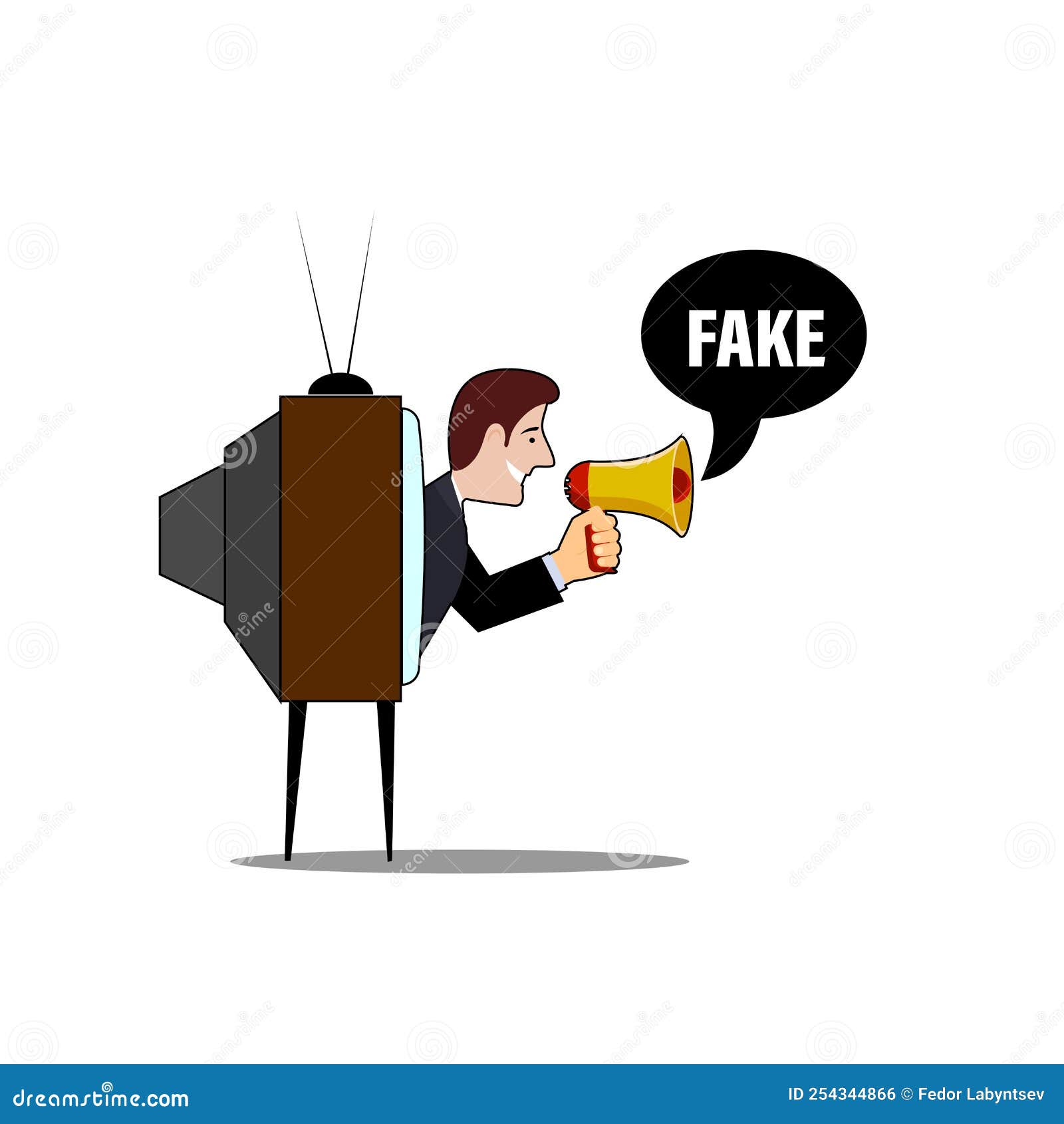 Man on TV with Megaphone Spreading Lies Stock Vector - Illustration of ...