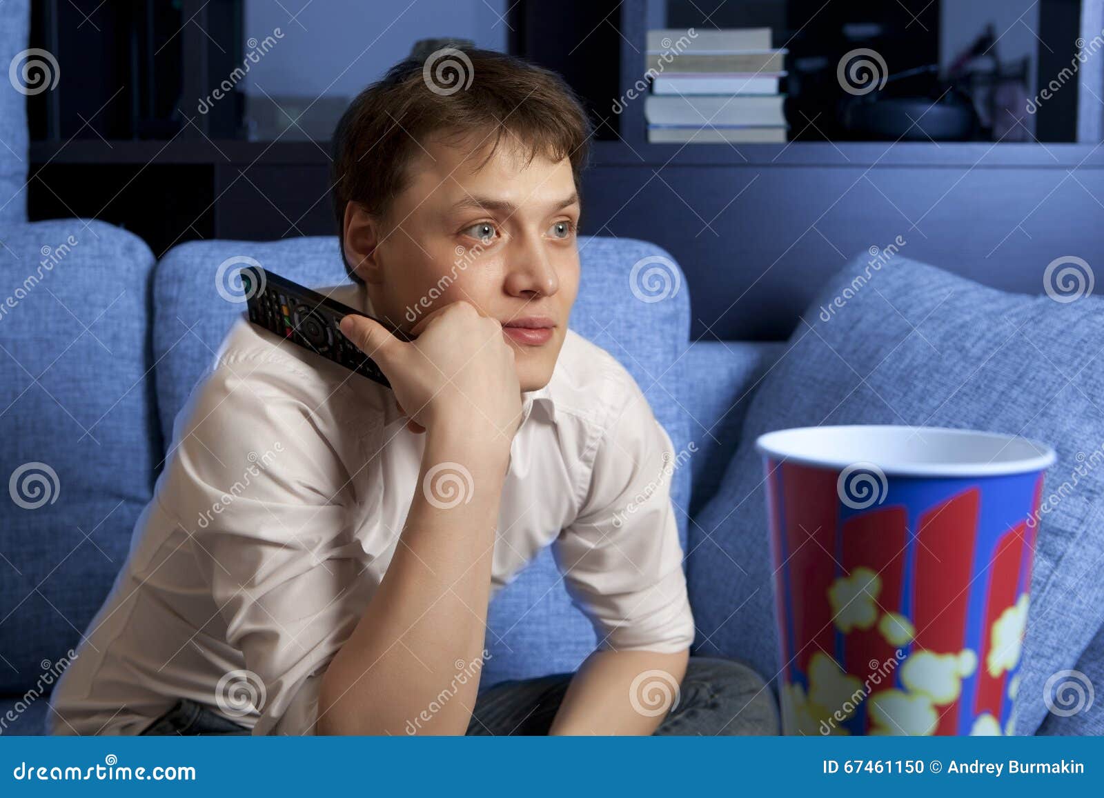 Man with Tv Remote Control at Home Stock Photo - Image of holding ...