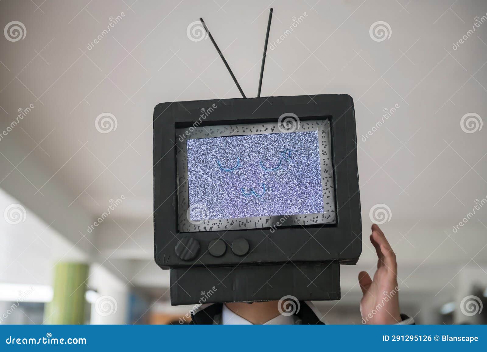 Man with TV Smiling Face instead of Head Stock Photo - Image of cute ...