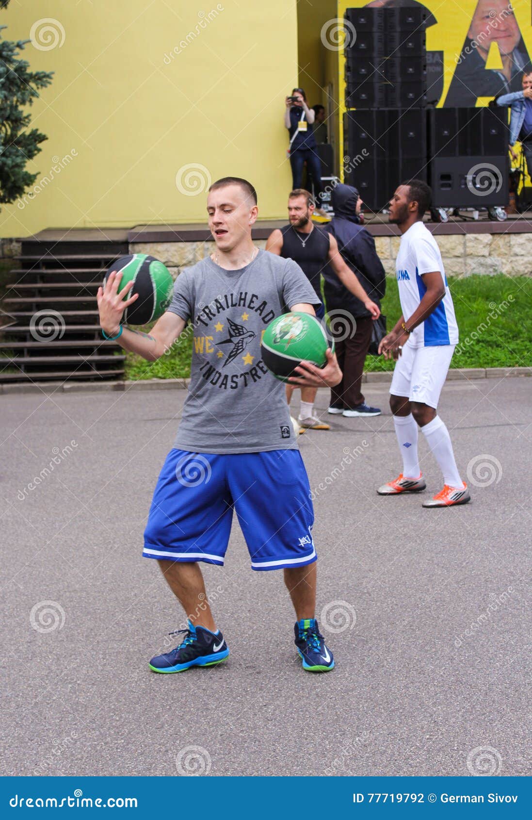 Man with two balls. editorial photography. Image of games - 77719792